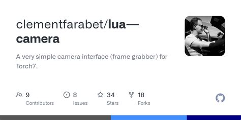 github clementfarabet lua camera a very simple camera interface frame grabber for torch7