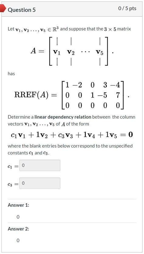 solved let v 1 v 2 … v 5 ∈ r 3 and suppose that the 3 ×