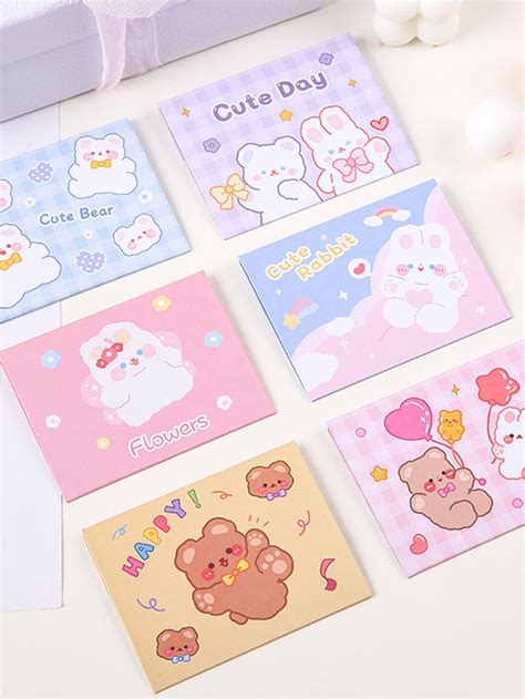 6 Piezas Tarjeta De Felicitación Con Estampado De Dibujos Animados Al