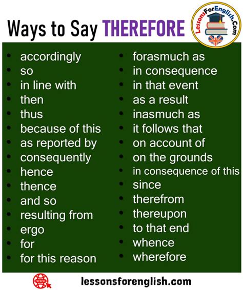 30 Ways To Say Therefore In English