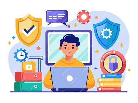 Cybersecurity And Data Protection Vector Art Of Online Security With Shield Icons On White