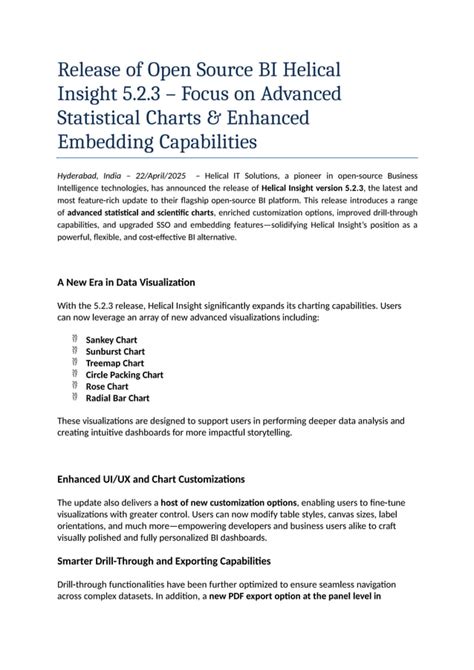 Release Of Open Source Bi Helical Insight 523pptx