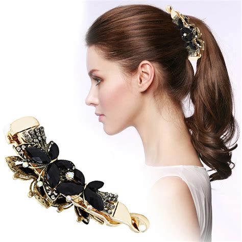 Women Banana Hair Clip Claw Holder Butterfly Resin Hairpin Vintage
