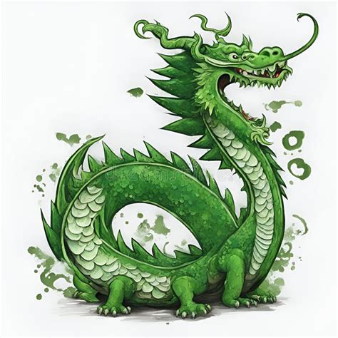 зеленый деревянный дракон символ 2024 года по китайскому лунному календарю Иллюстрация штока