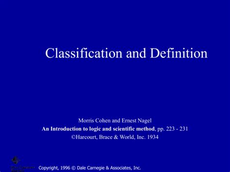 Classification And Definition