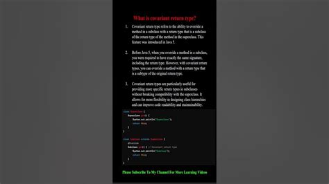 What Is Covariant Return Type In Javashorts Youtubeshorts Java