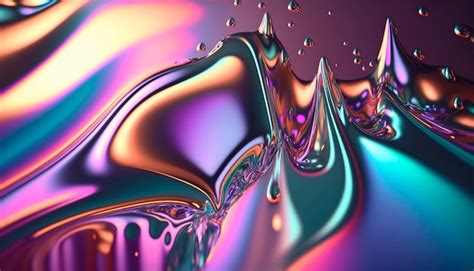Premium Ai Image Abstract Background Holographic Fluid Foil Metallic Texture Generative Ai
