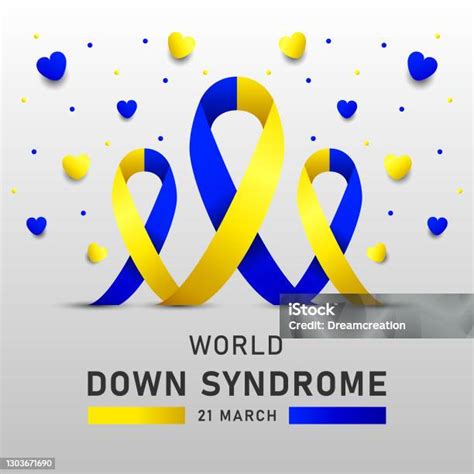 파란색과 노란색 리본다운 증후군 세계 일 벡터 포스터 소셜 포스터 21 3 월 세계 다운 증후군의 날 21에 대한 스톡 벡터 아트 및 기타 이미지 Istock