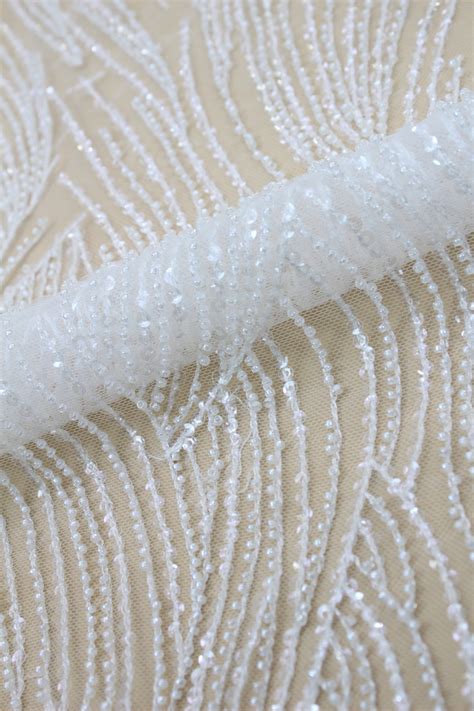 Hand Beaded Bridal Lace Heavy Couture Wedding Dress Fabric Etsy