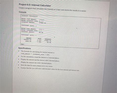 Solved Project Interest Calculator Create A Program Chegg Com