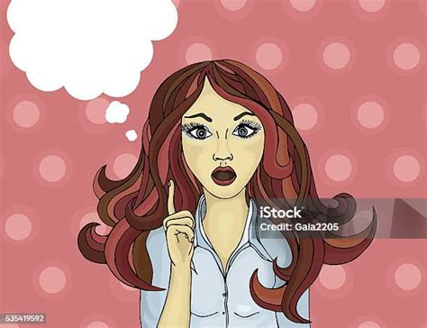 깜짝이야 및 열정적인 젊은 여성 포인트 지수 가리키기에 대한 스톡 벡터 아트 및 기타 이미지 가리키기 다중 색상 대화 풍선 문자 기호 Istock