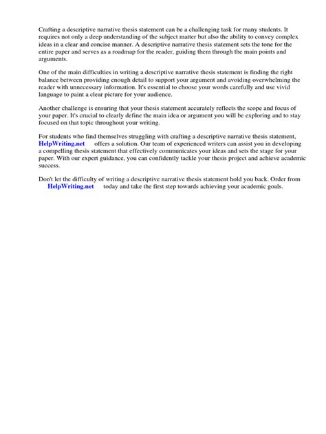 Descriptive Narrative Thesis Statement Pdf Essays Narrative