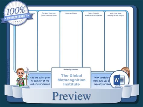 Tracking Worksheets X10 [metacognition And Self Regulated Learning] Teaching Resources