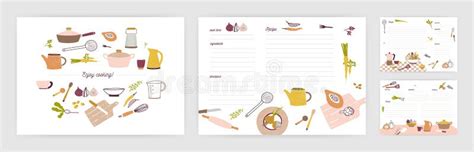 Collection Of Recipe Card Or Sheet Templates For Making Notes About