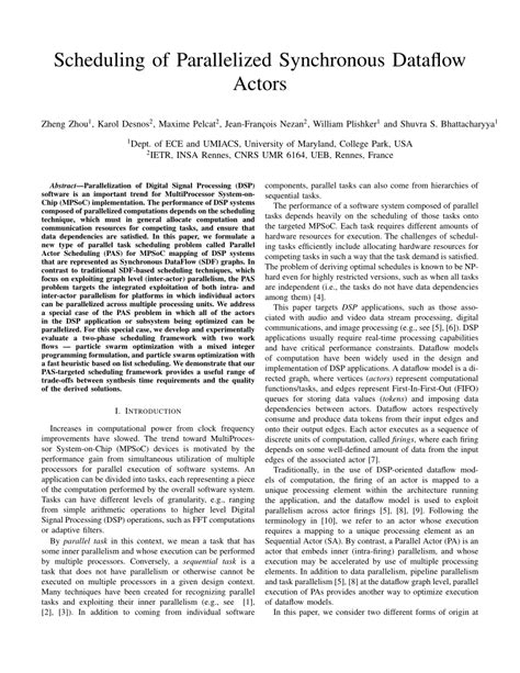 Pdf Scheduling Of Parallelized Synchronous Dataflow Actors