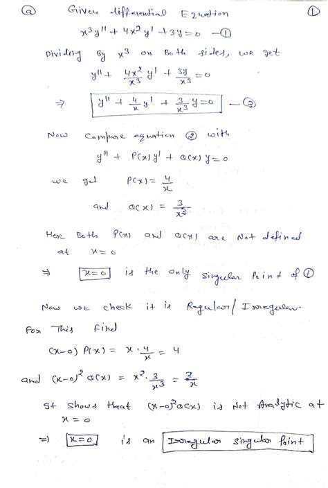 [solved] determine singular points of each differential equation and