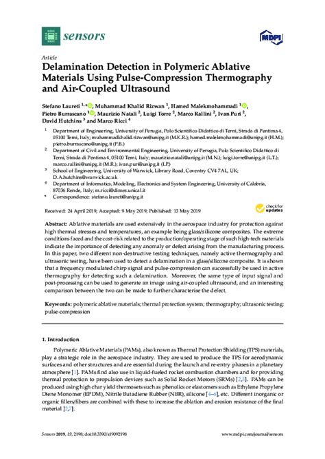 Pdf Delamination Detection In Polymeric Ablative Materials Using Pulse Compression