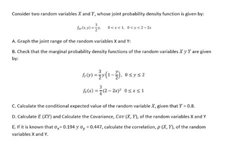 Solved Consider Two Random Variables X And Y Whose Joint