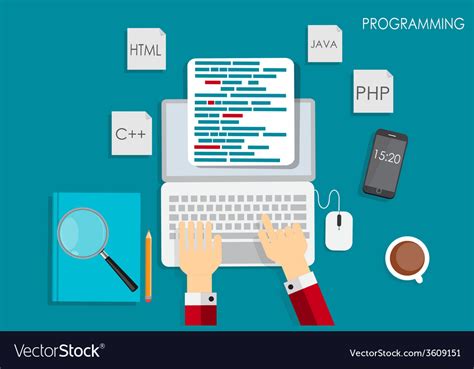 Programming Coding Flat Concept Royalty Free Vector Image