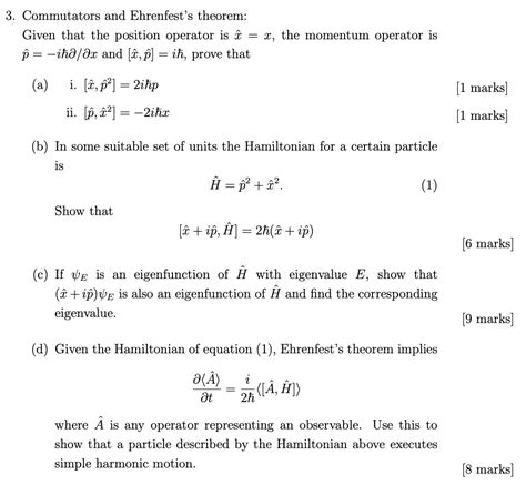 solved commutators and ehrenfest s theorem given that the