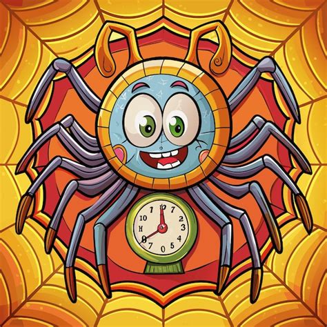 A Spider Clock With A Spider On It And A Clock Face Premium Ai Generated Vector