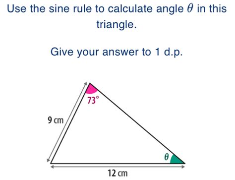 Solved Use The Sine Rule To Calculate Angle θ In This Triangle Give Your Answer To 1 D P [math]