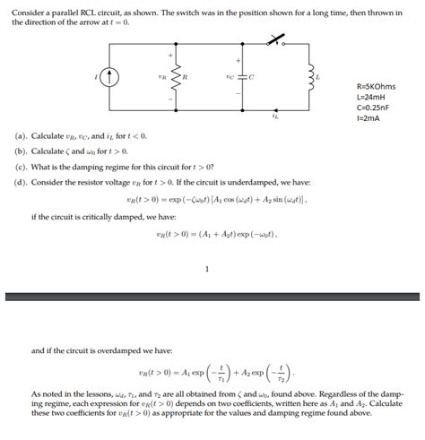 Solved Consider A Parallel Rcl Circuit As Shown The Switch