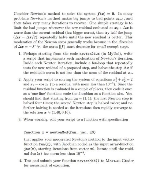 Consider Newton S Method To Solve The System F X Chegg Com