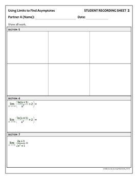 Using Limits To Find ASYMPTOTES Partner Activity Distance Learning