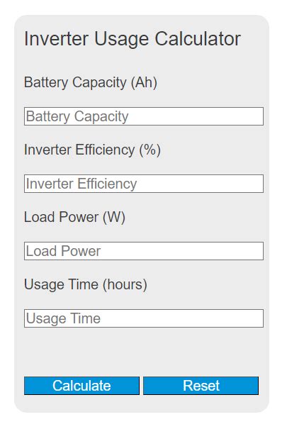 Inverter Usage Calculator Calculator Academy