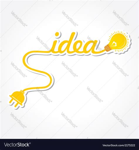Idea Word With Light Bulb And Electric Plug Vector Image