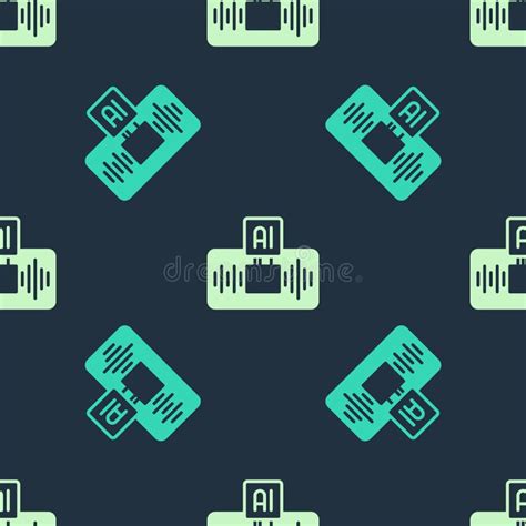 Green And Beige Artificial Intelligence Ai Icon Isolated Seamless