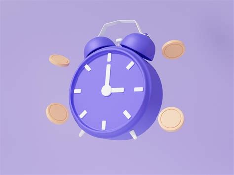 Premium Photo Purple Clock Icon Analog Telling Time Pointer 3 Oclock