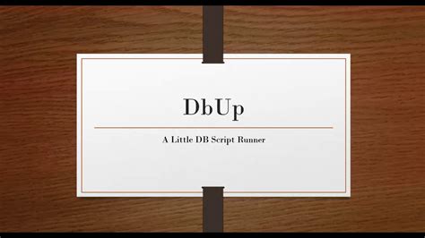 Getting Started With Dbup Step By Step Youtube