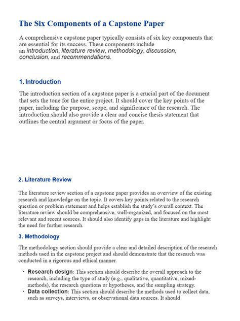 The Six Components Of A Capstone Paper Pdf Methodology Cognition