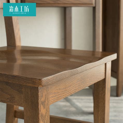 治木工坊全实木餐椅现代简约橡木办公椅家用电脑椅美式胡桃色家具 虎窝淘
