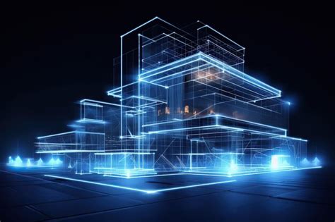 Premium AI Image Sketch Design Of Wireframe Of Building Digital Project Visualization