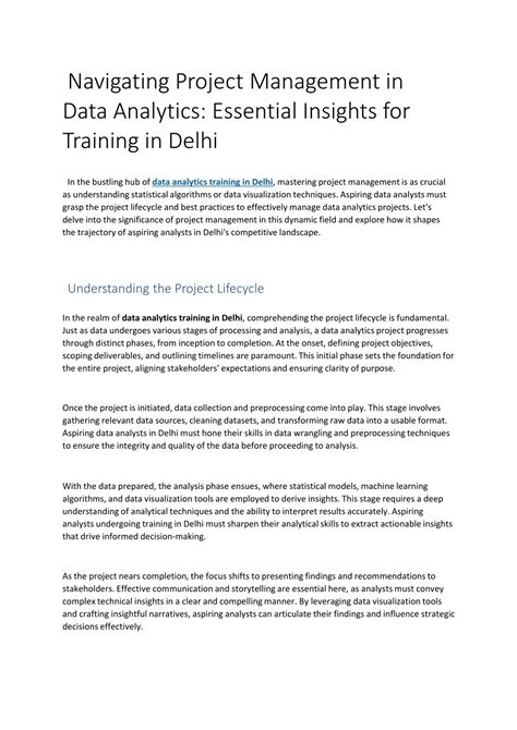 Ppt Navigating Project Management In Data Analytics Essential Insights For Training