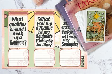 Soulmate Connection Tarot Spread A4 Printable 3 Card Spread For