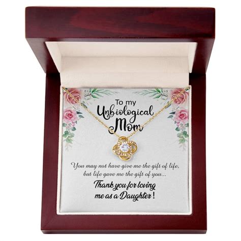 To My Unbiological Mom Love Knot Necklace Message Card And T Box