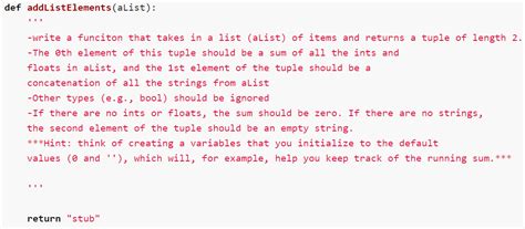 Solved Def Addlistelementsalist Write A Funciton That