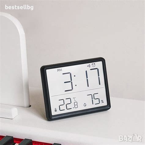 Електронен Lcd часовник термометър с влагомер аларма будилник влажност в Други в гр София