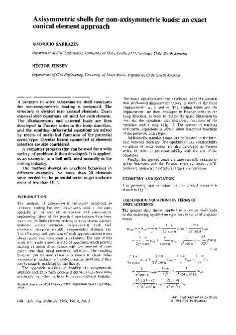 Pdf Axisymmetric Shells For Non Axisymmetric Loads An Exact Conical