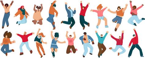 1 400 Diverse Group Of People Jumping Illustrations Royalty Free