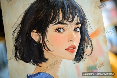 Ai创作图手绘原创人像 马克笔画人像 人物插画短发女生 人物彩绘 丙烯画人物 原创人物画 板绘人像 原创手绘头 仿真手绘人物画 写实人物绘画 丙烯画插画 墙绘人物 个人画展 女生插画绘画 插画