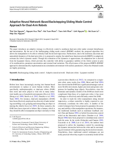 Pdf Adaptive Neural Network Based Backstepping Sliding Mode Control