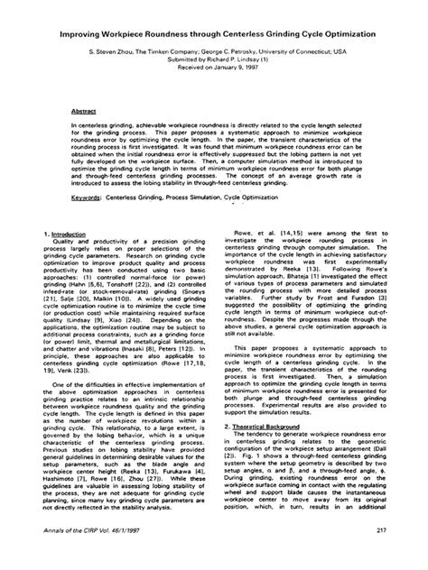Improving Workpiece Roundness Through Centerless Grinding Cycle