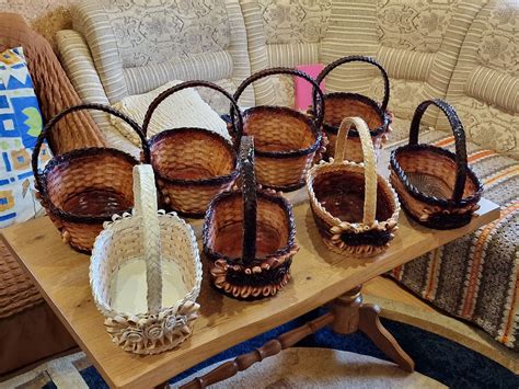 Плетені кошики з шпону ручної роботи 480 грн Витвори майстрів рукоділля Нововолинськ на Olx