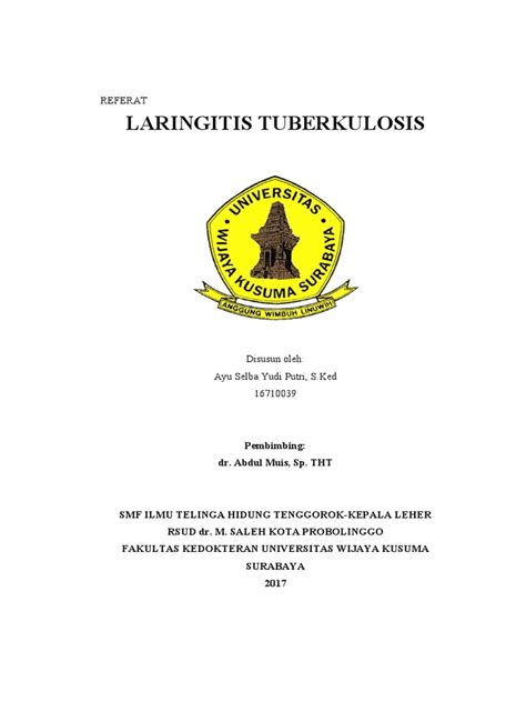 Cover Laringitis Tb Pdf Kesehatan Holistik Sains And Matematika