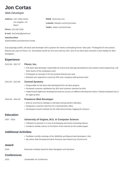 Web Developer Resume Examples Templates For 2025